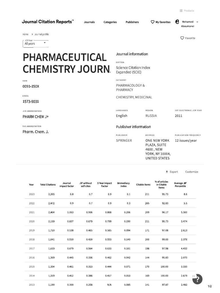 Pharmaceutical Chemistry Journal | PDF
