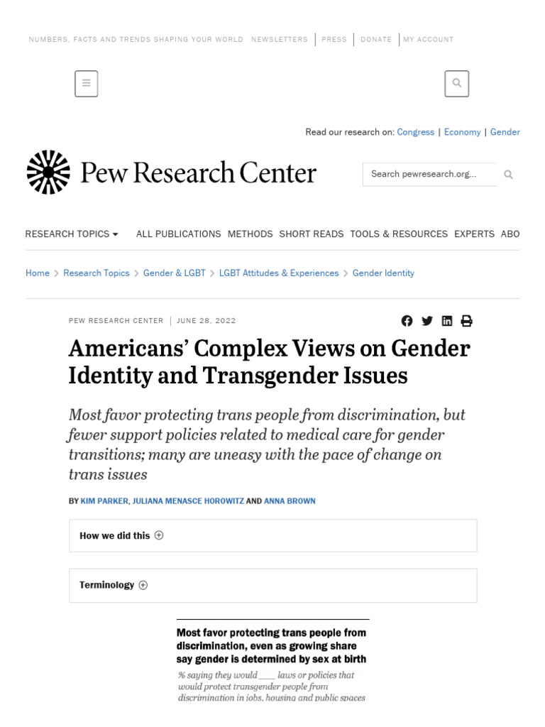 Americans' Complex Views On Gender Identity and Transgender Issues ...