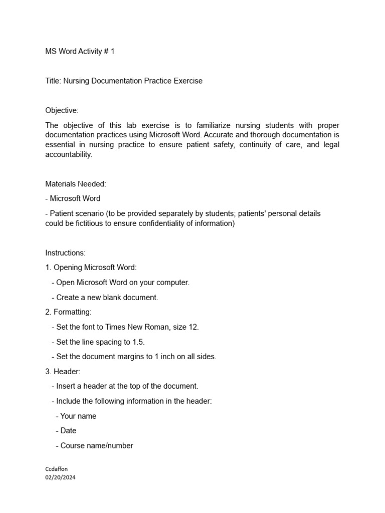 Activity 1a Ms Word | PDF