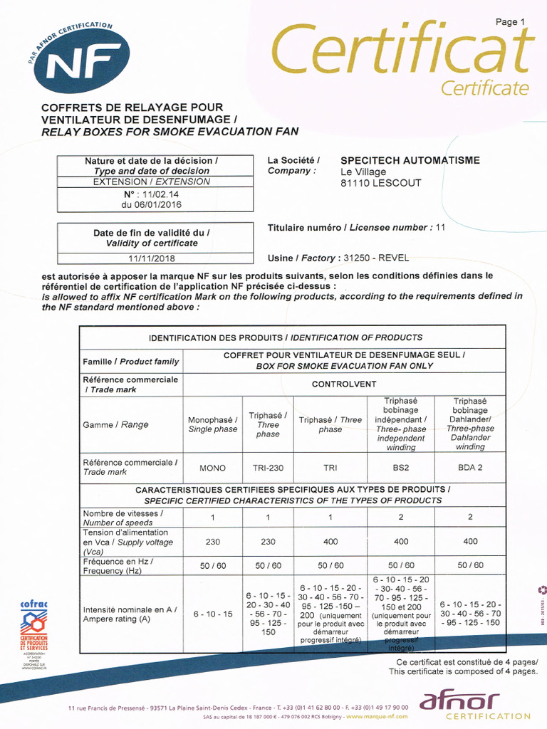 Certificat NF 2015 2018 2 | PDF