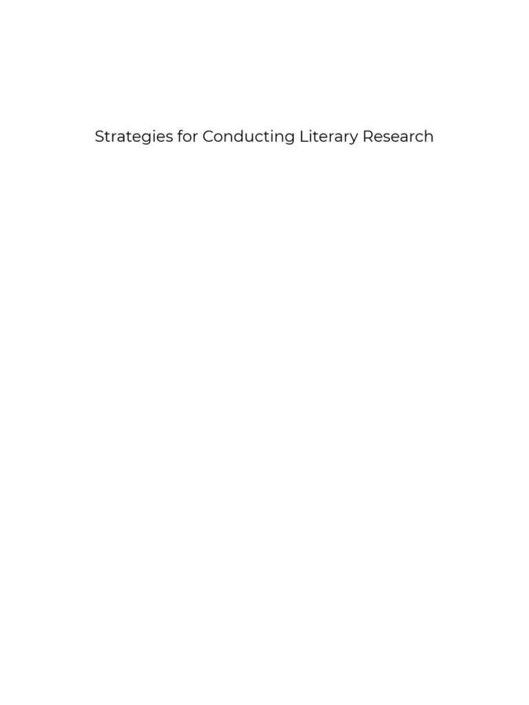 Strategies For Conducting Literary Research 1640816000. - Print | PDF ...