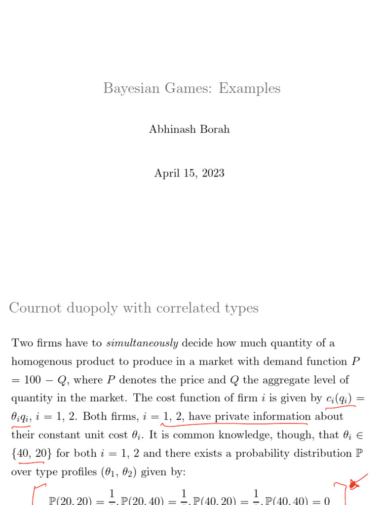 Bayesian Games-Examples-Sec 3 | PDF