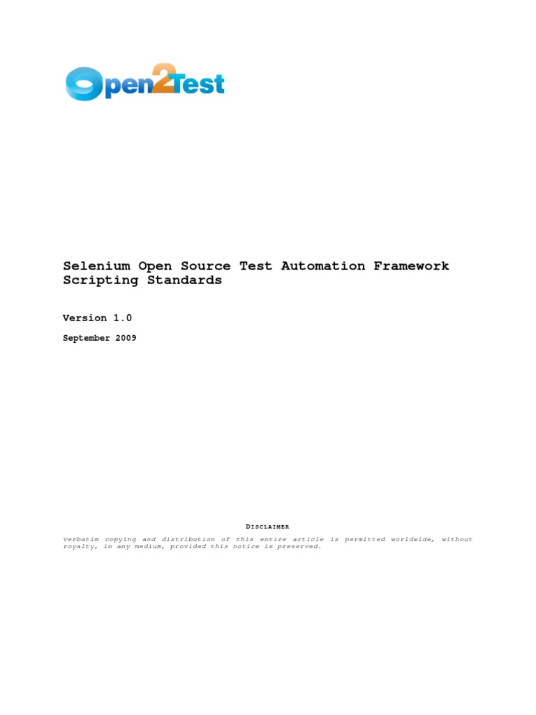 Selenium Framework Scripting Standards Pdf