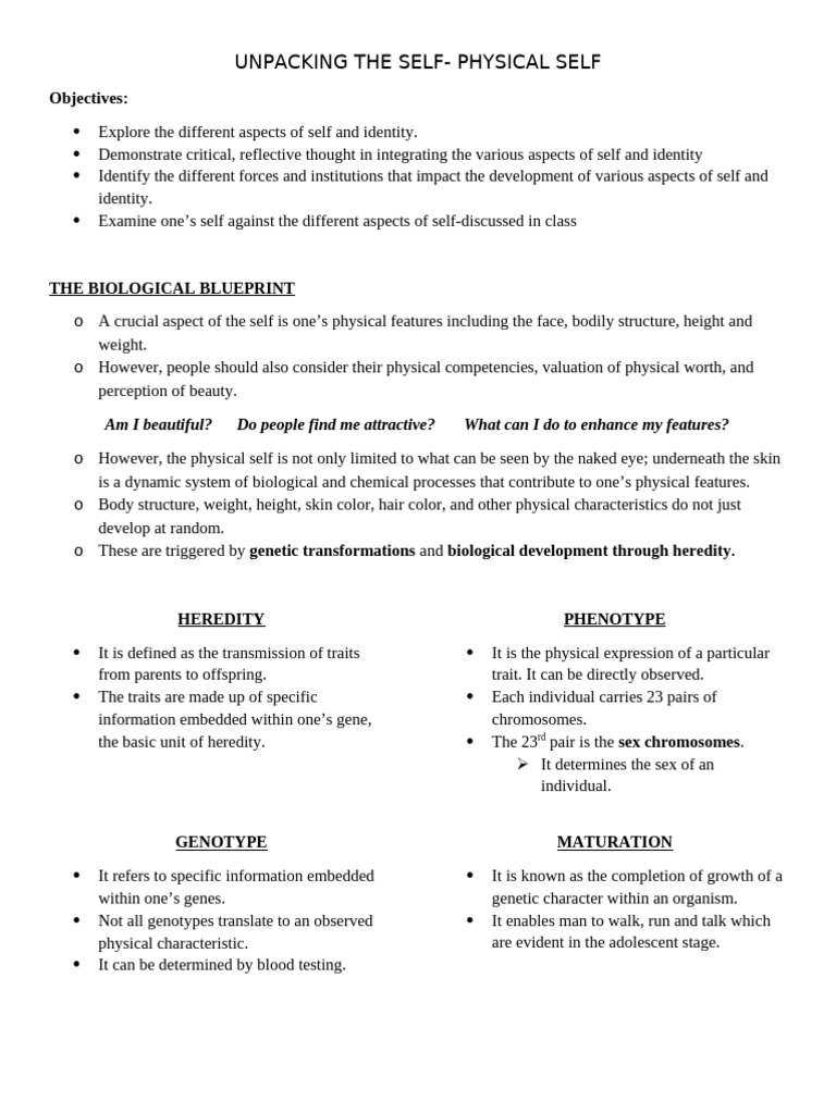 Psych - Physical Self | PDF