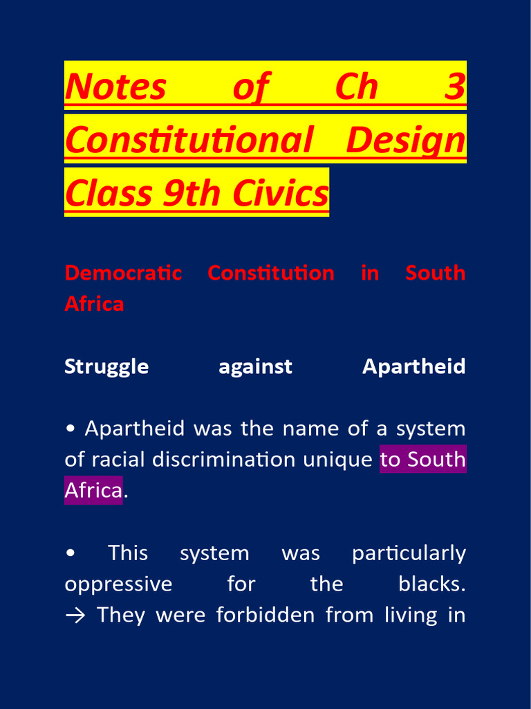Notes of CH 3 Constitutional Design Class 9th Civics | PDF