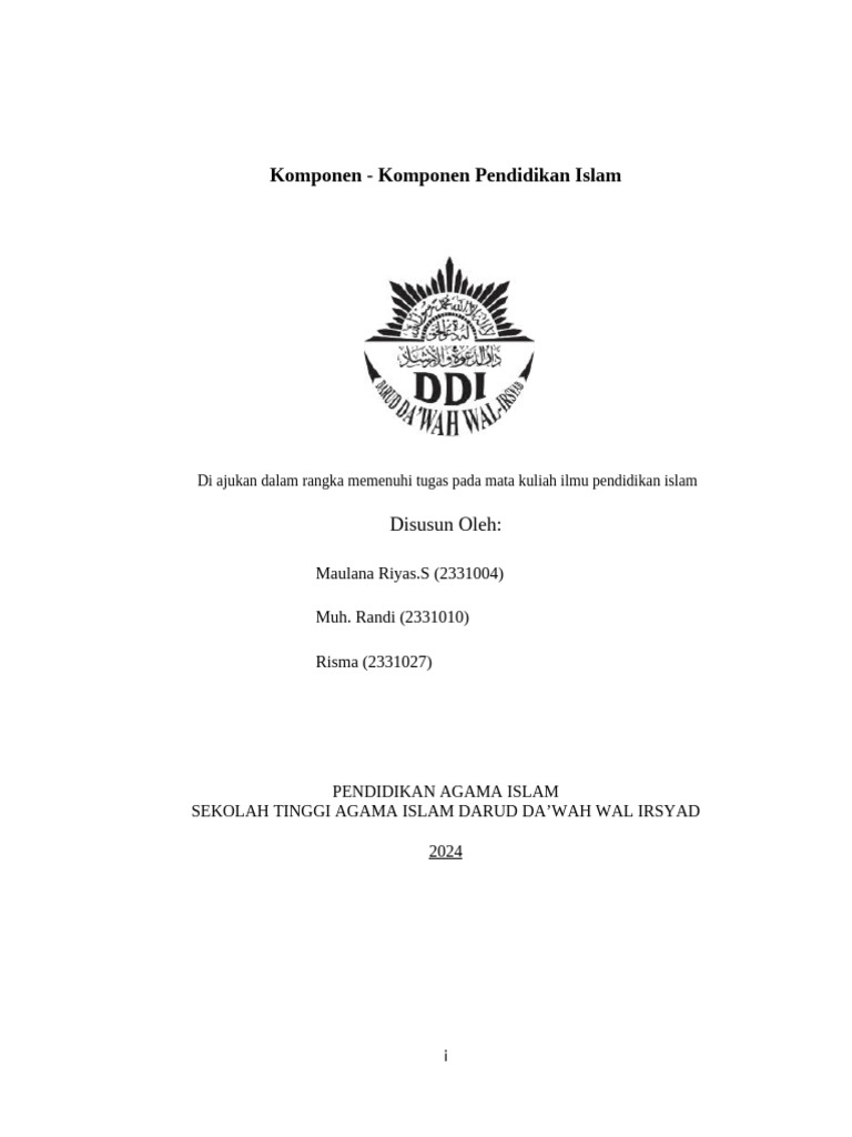 Makalah PAI Komponen Komponen Pendidikan Islam | PDF