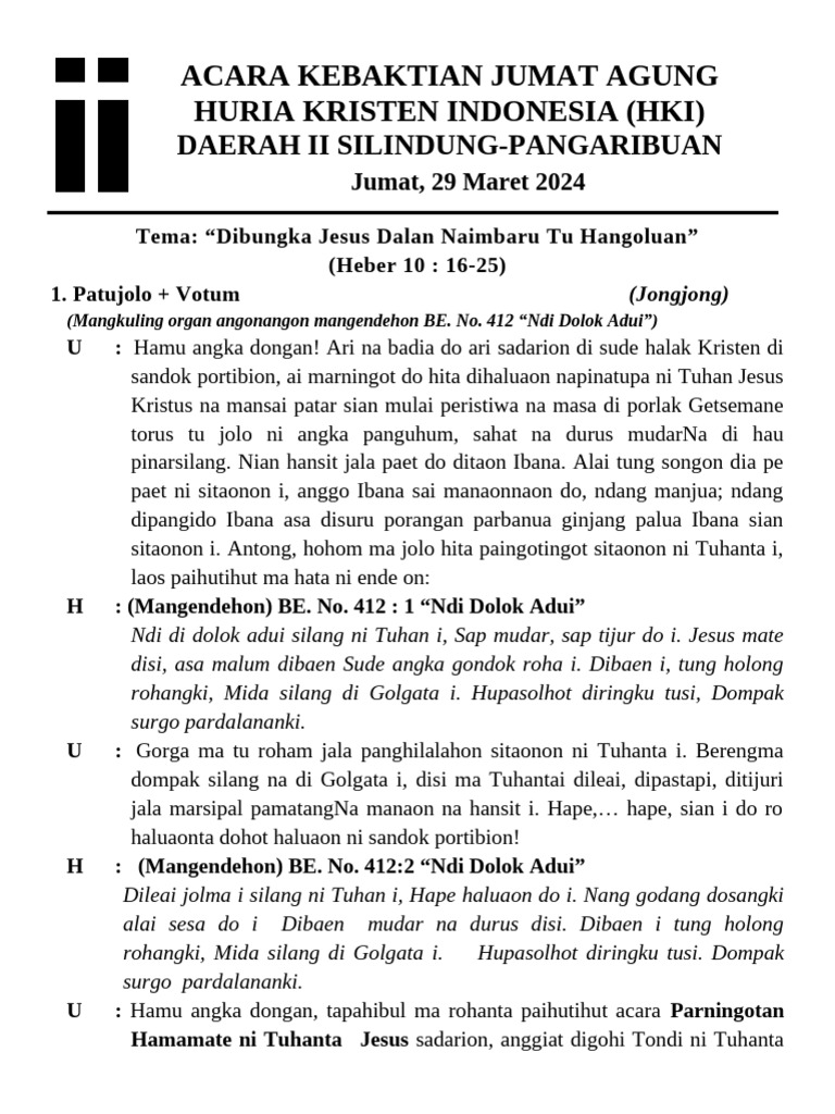 Acara Kebaktian Jumat Agung 2024 | PDF
