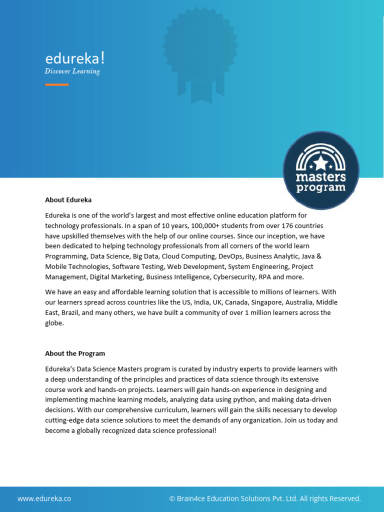 Data Science Masters Program Brochure | PDF | Apache Spark | Computers