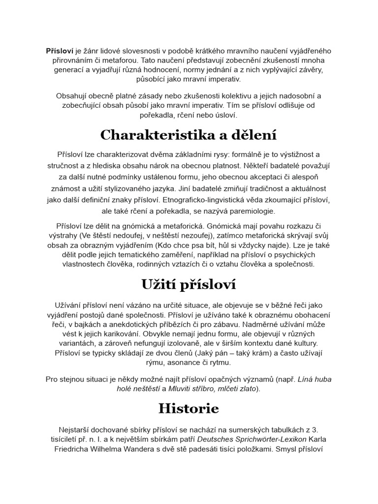 Přísloví Czech | PDF