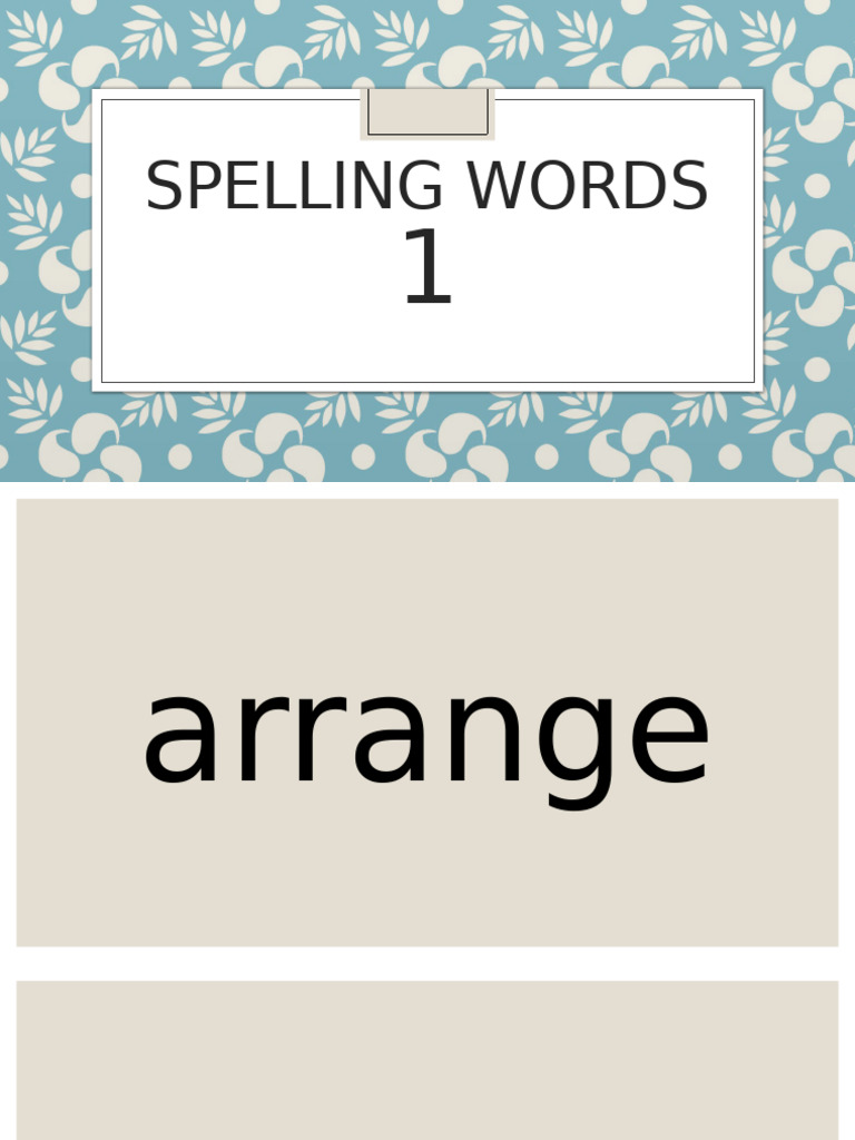 Spelling Words 1 | PDF