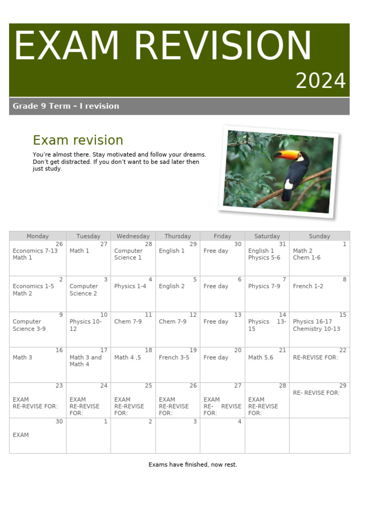 REVISION TEMPLATE FOR IGCSE TERM 1's | PDF