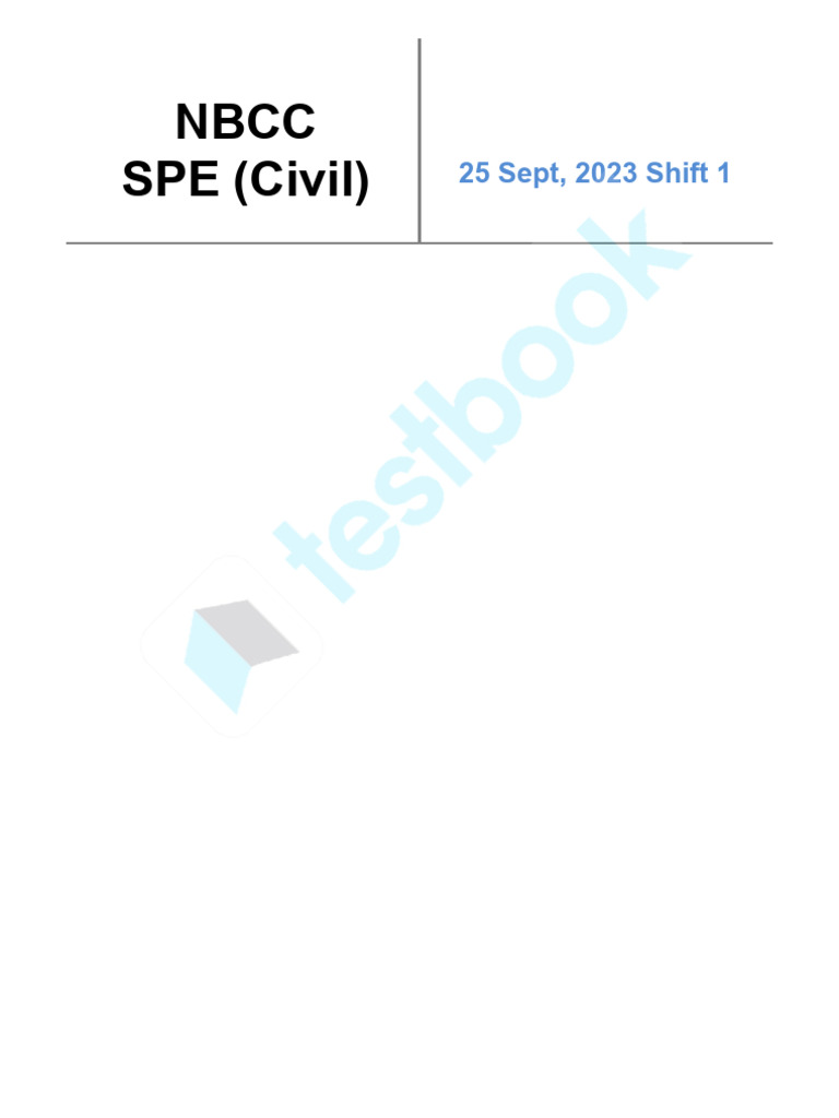 NBCC Sr. Project Executive (Civil) Official Paper (Held On 25 Sept ...