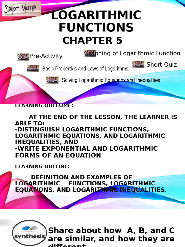 Logarithmic Functions 1 A 1 | PDF