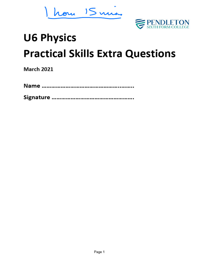 Practical Skills 2019 As & A2-1 | PDF