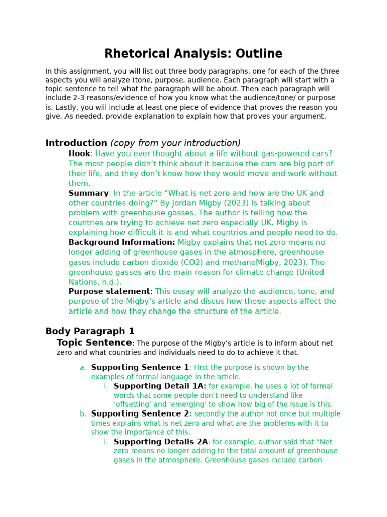 Rhetorical+Analysis+Outline - Kópia | PDF | Greenhouse Gas | Change