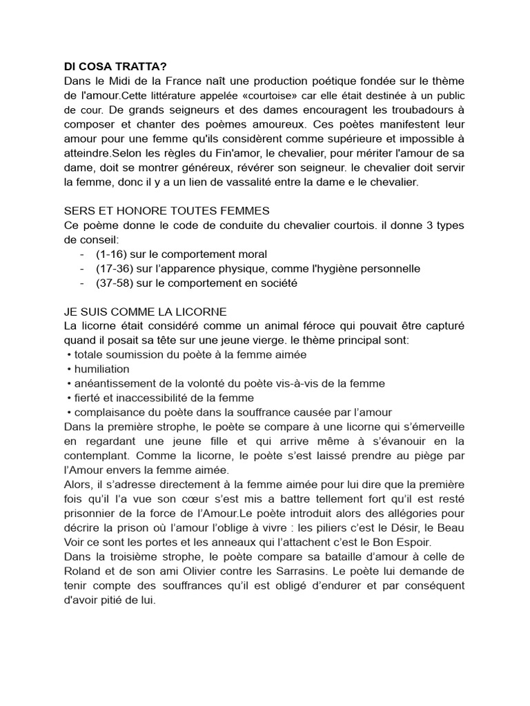 Poésie Courtoise et Amour Médiéval | PDF