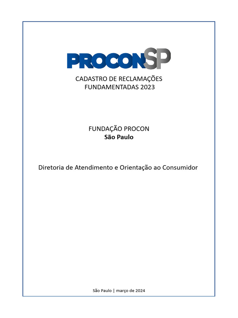 Fundacao Procon SP CRF 2023 | PDF