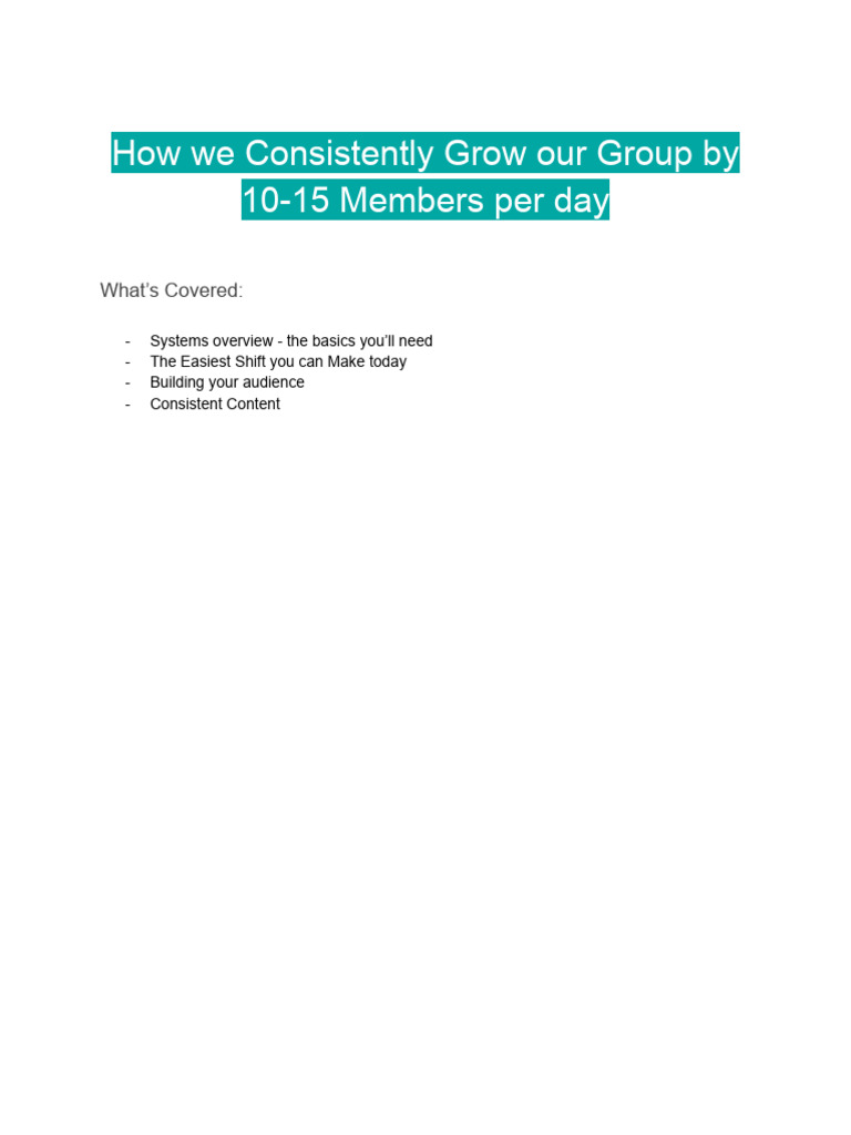 How We Consistently Grow Our Group by 10-15 Members Per Day | PDF