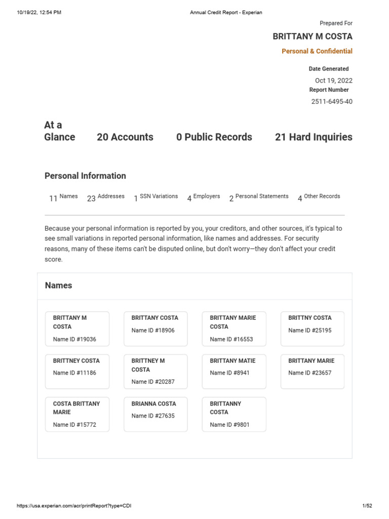 Experian Credit Report | PDF