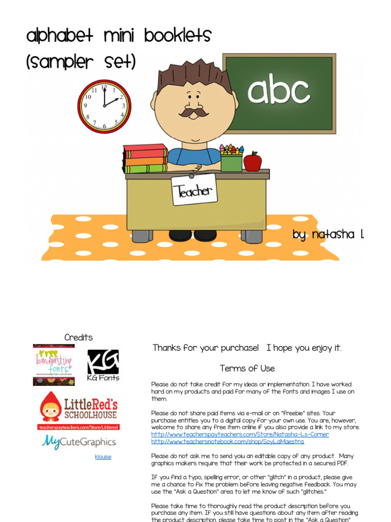 Alphabet Mini Booklets (Sampler Set) : by Natasha L | PDF