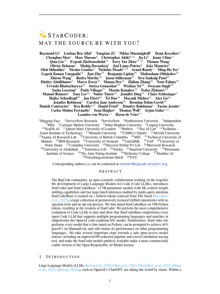 StarCoder Paper | PDF