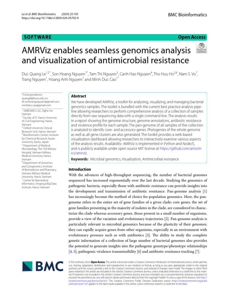 AMRViz enables seamless genomics analysis and visualization of antimicrobial resistance | PDF