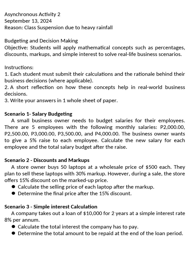 Asynchronous Activity Sept 13 2024 | PDF