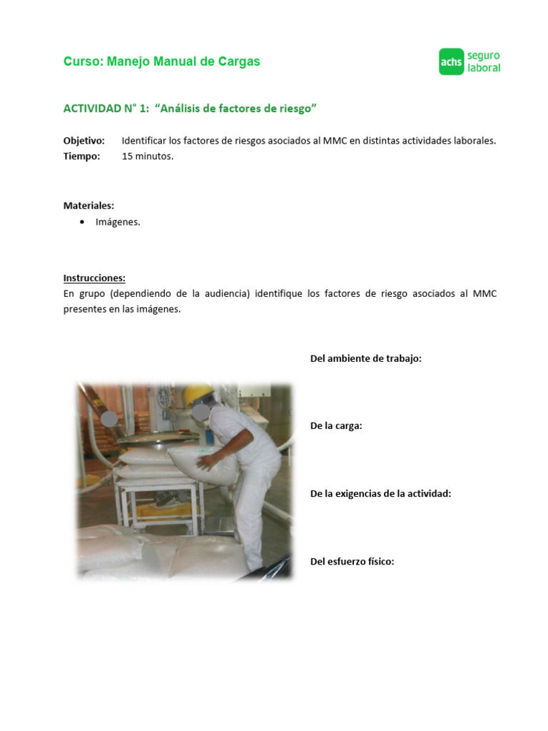 Manejo Manual de Carga ACTIVIDAD1 | PDF
