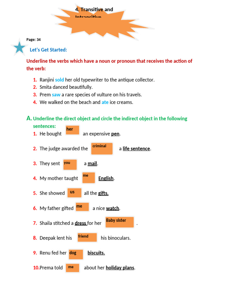 7 - Grammar Ch-4 Transitive and Intransitive Verbs | PDF | Verb | Object (Grammar)