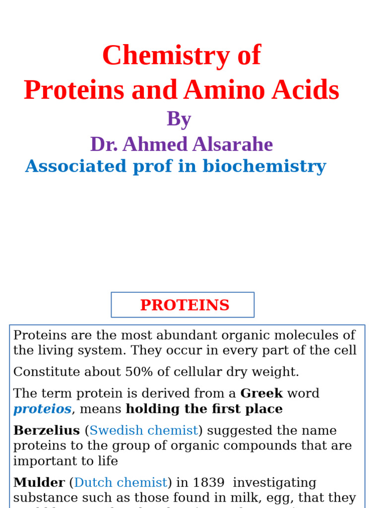 Chemistry of Proteins | PDF