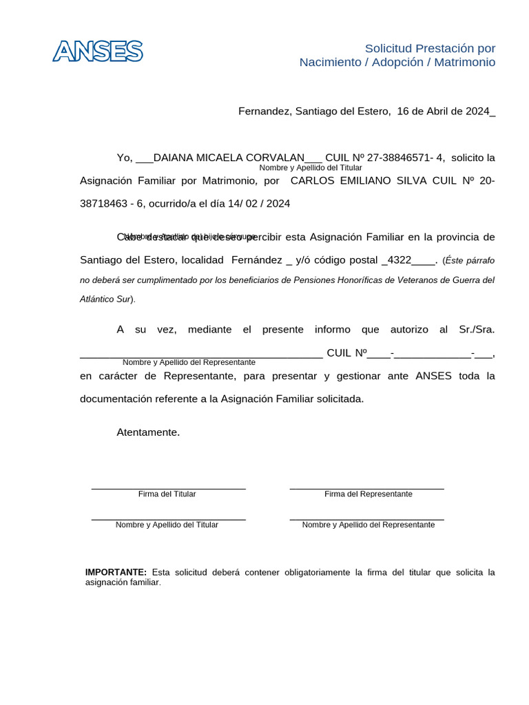 Modelo de Nota de Solicitud de Prestacion | PDF