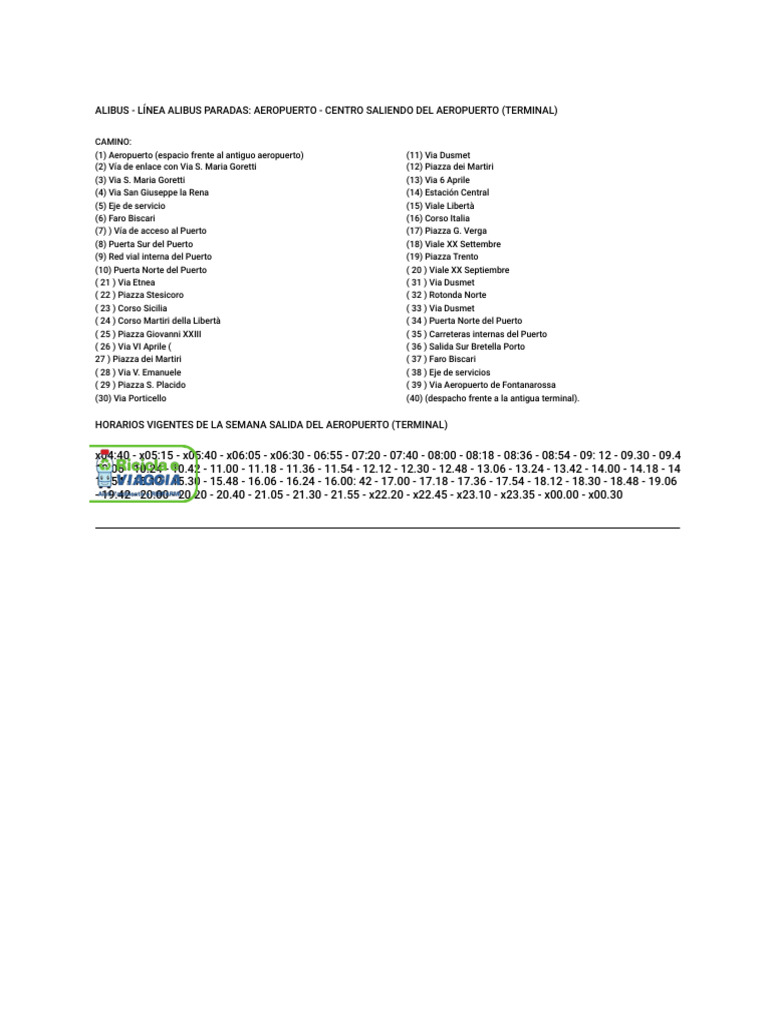 Mapa de Líneas - AMTS Catania | PDF