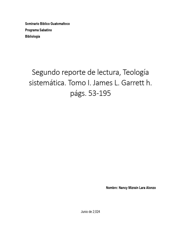 Nancy Lara - Reporte 2 de Lectura BIBLIOLOGÍA | PDF | Biblia | espíritu Santo