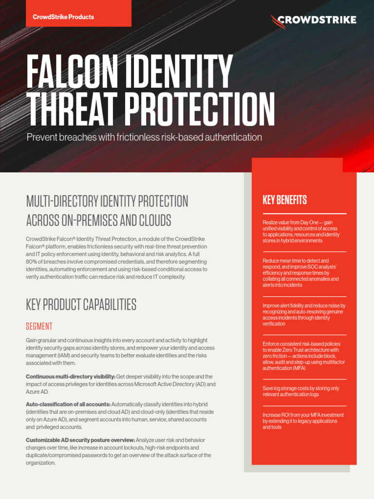 Crowdstrike Falcon Identity Threat Protection Data Sheet | PDF