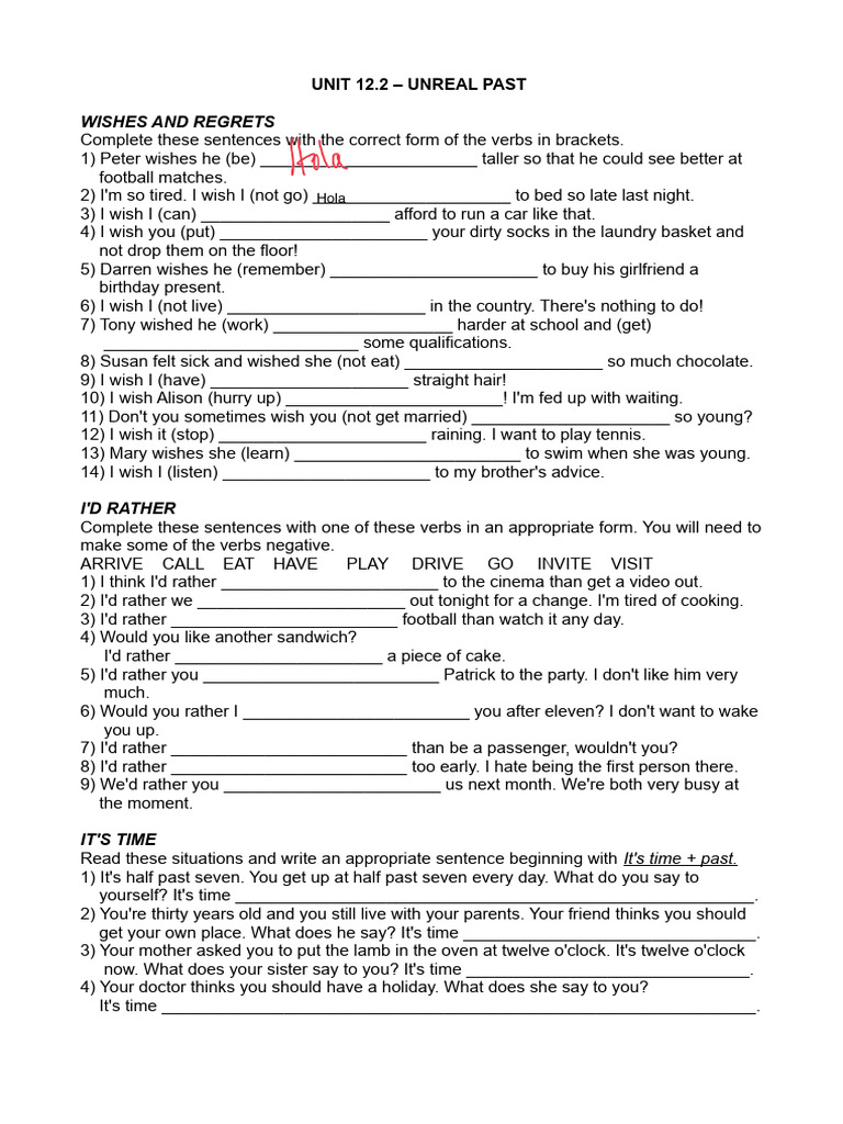 *2) UNREAL PAST_EXERCISES | PDF