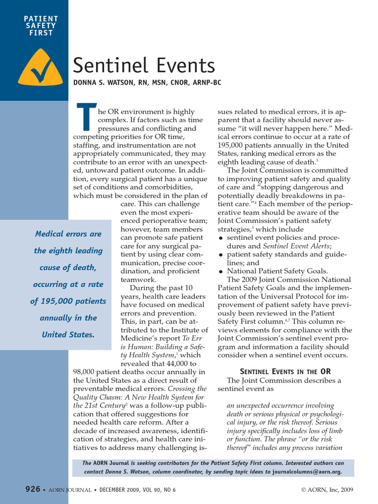 Sentinel Events The Official | PDF