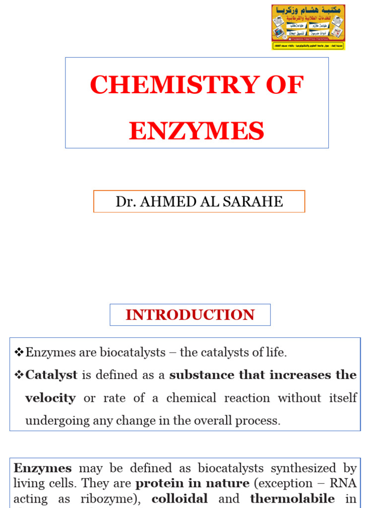 CHEMISTRY OF ENZYMES-1 | PDF