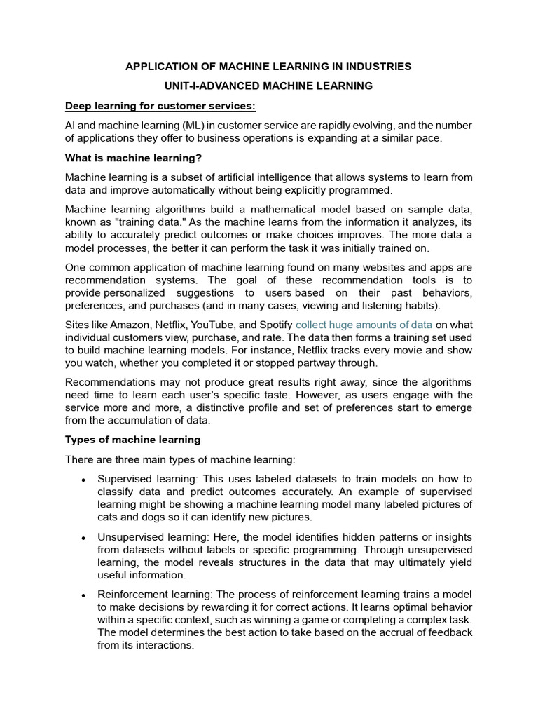 Unit I Advanced Ml Pdf