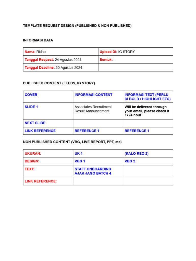 TEMPLATE REQUEST GD | PDF