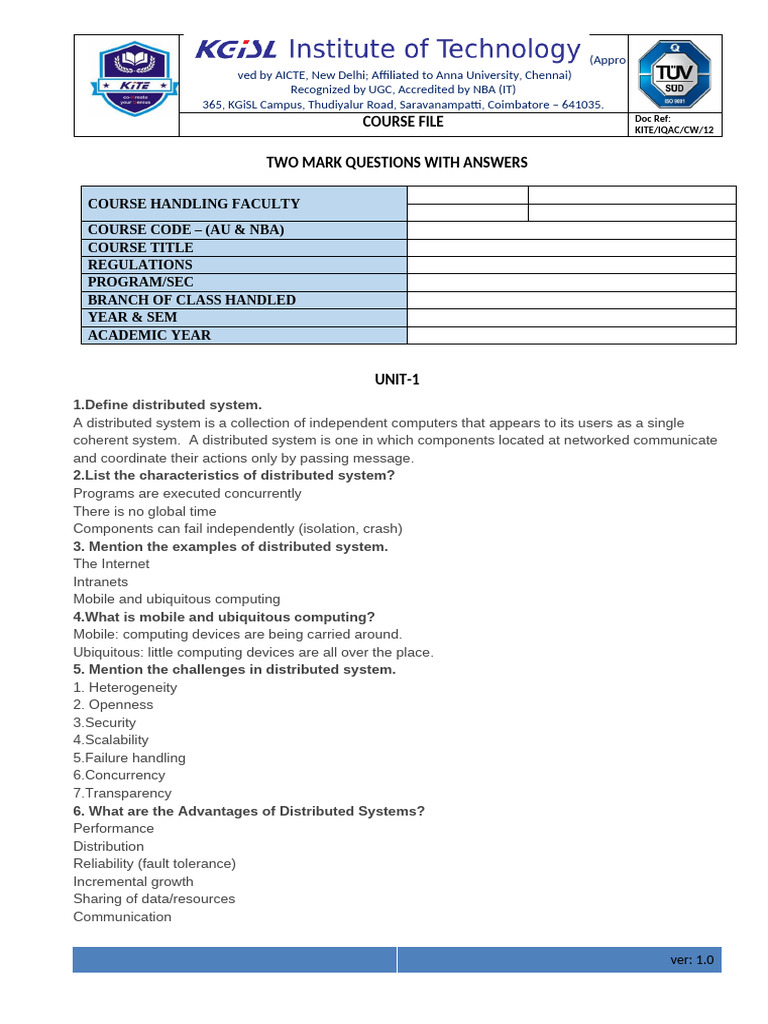9. TWO MARK QUESTIONS WITH ANSWERS | PDF