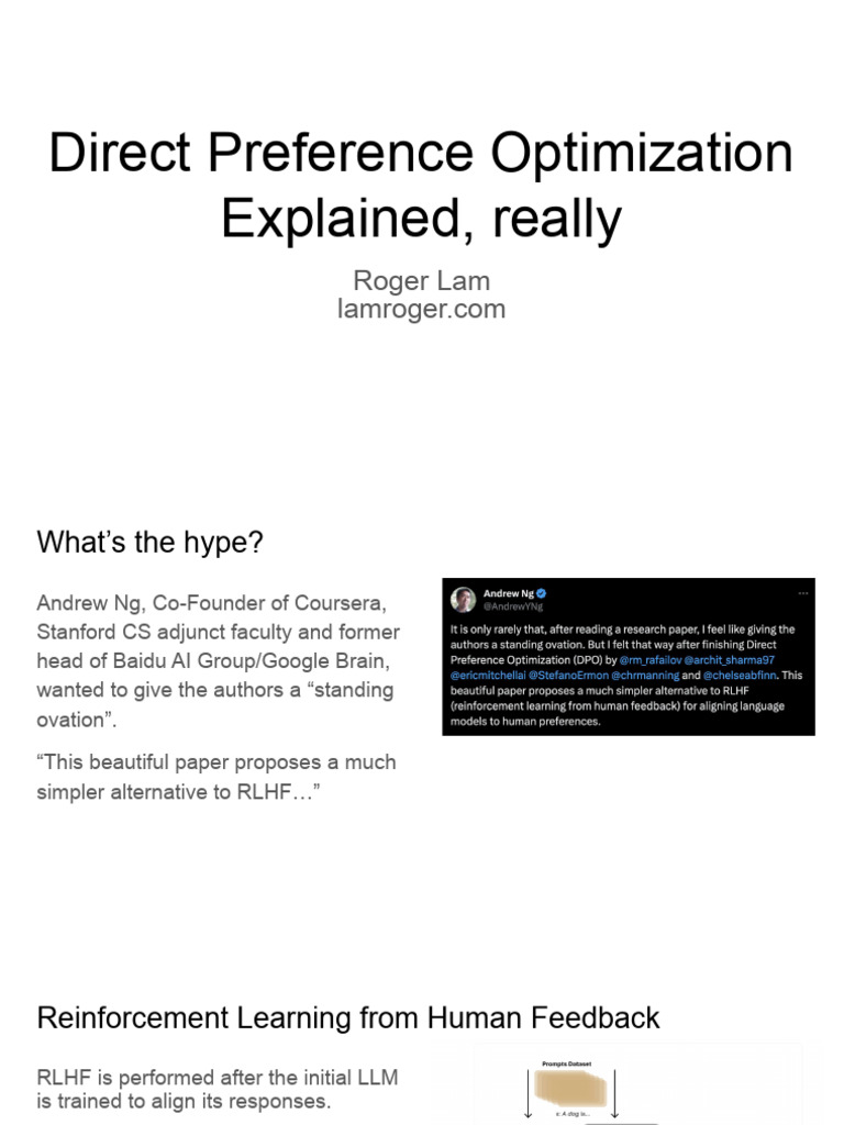 Direct Preference Optimization Explained, Really: Roger Lam | PDF