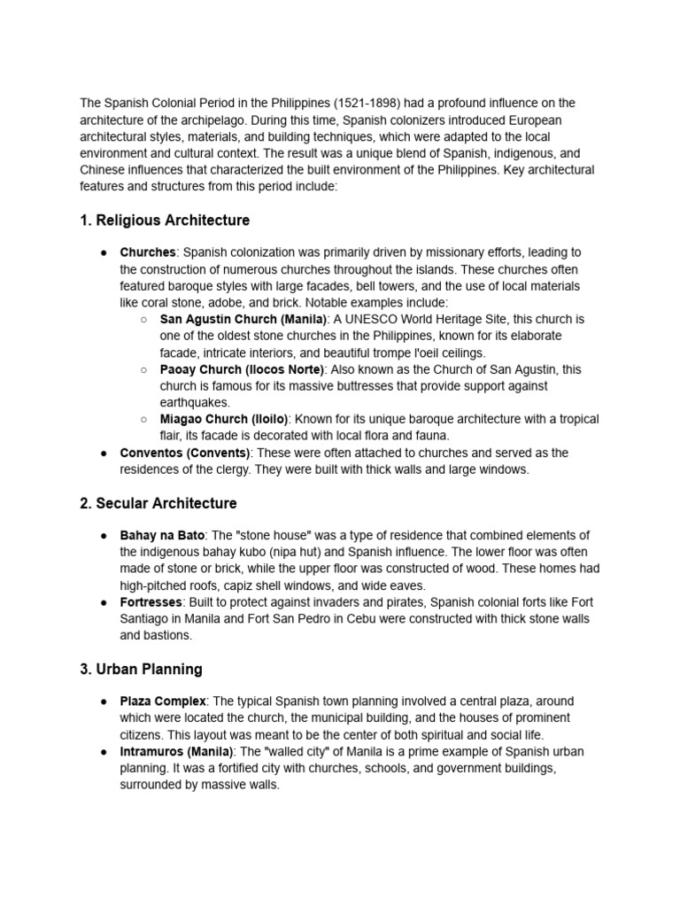 Spanish Colonial Period Architecture | PDF