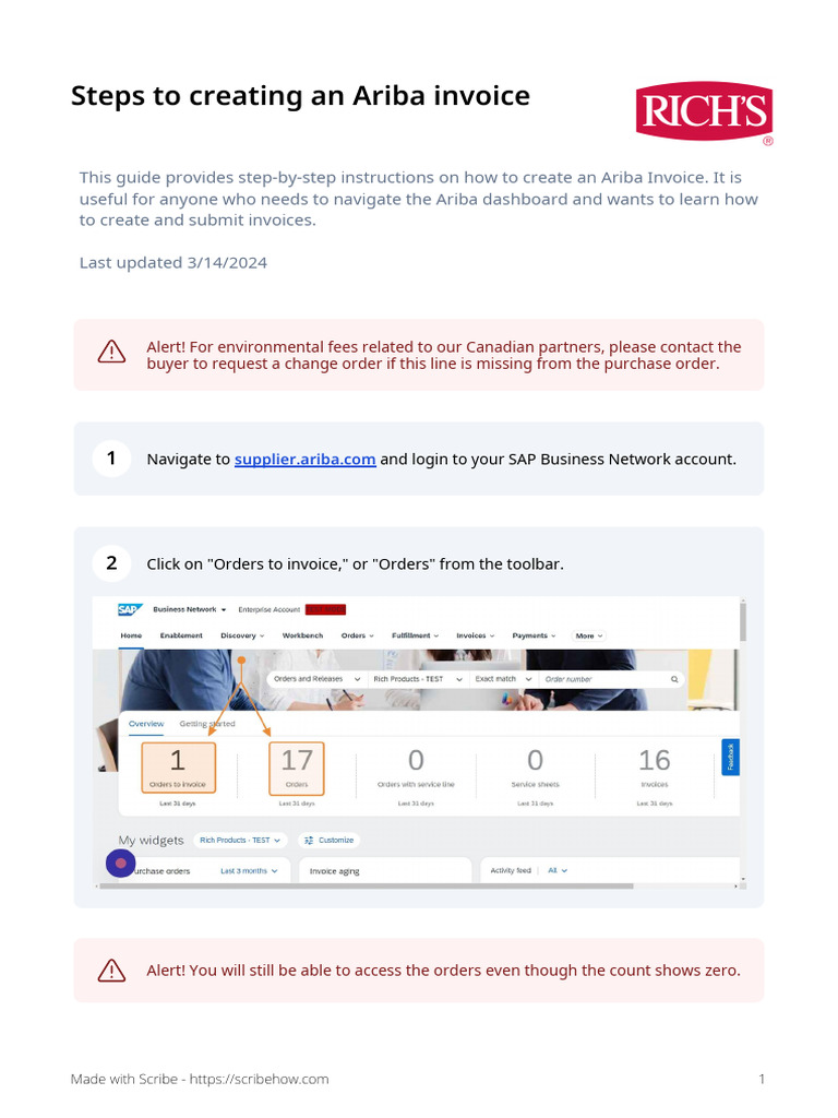 Quick Guide To Ariba Invoicing 2024 | PDF | Taxes | Finance & Money ...