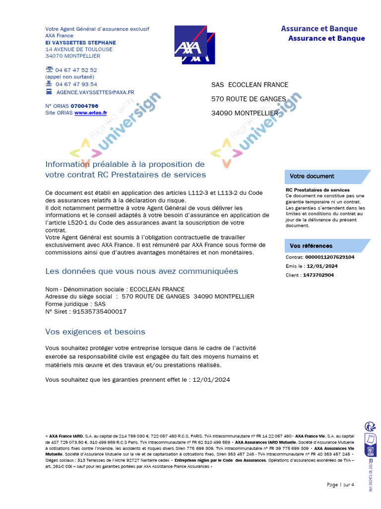 Axa assurance | PDF