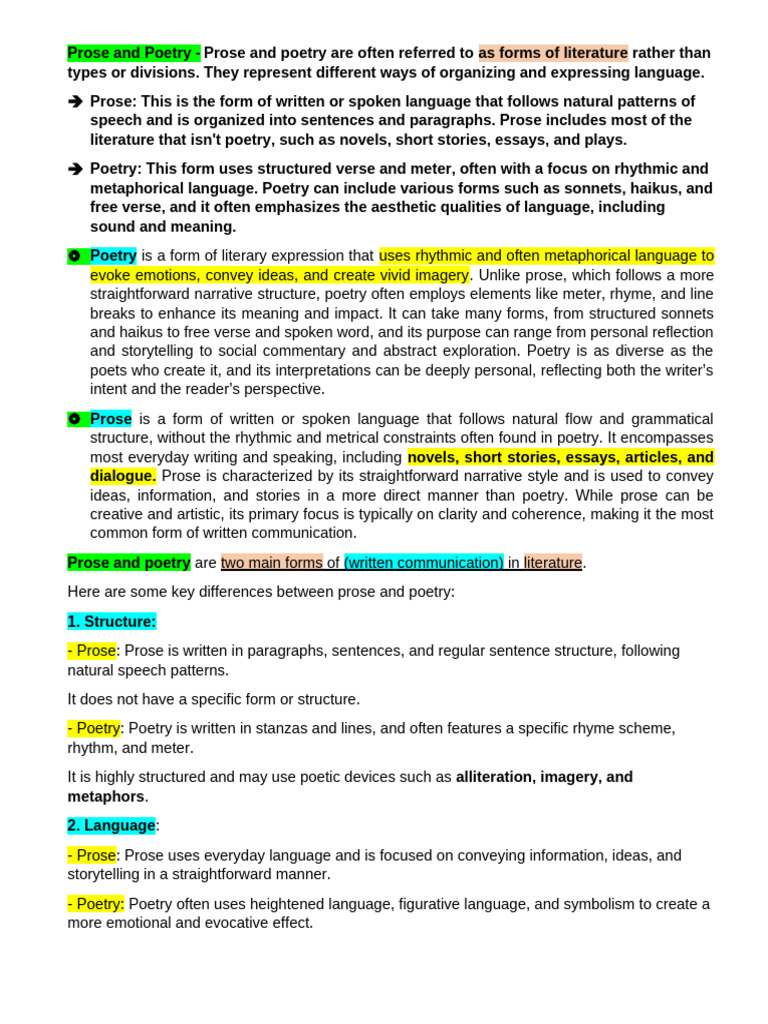 2. 4 Main Literary Genres Updated | PDF