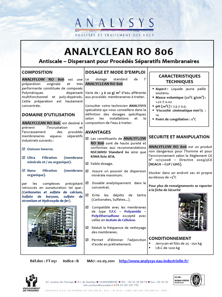 FT Analyclean Ro 806 | PDF