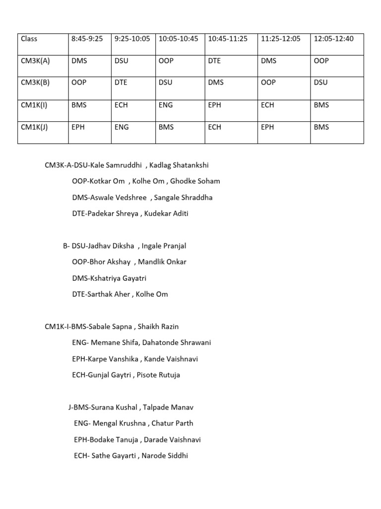 Time Table For Teacher's Day1 | PDF
