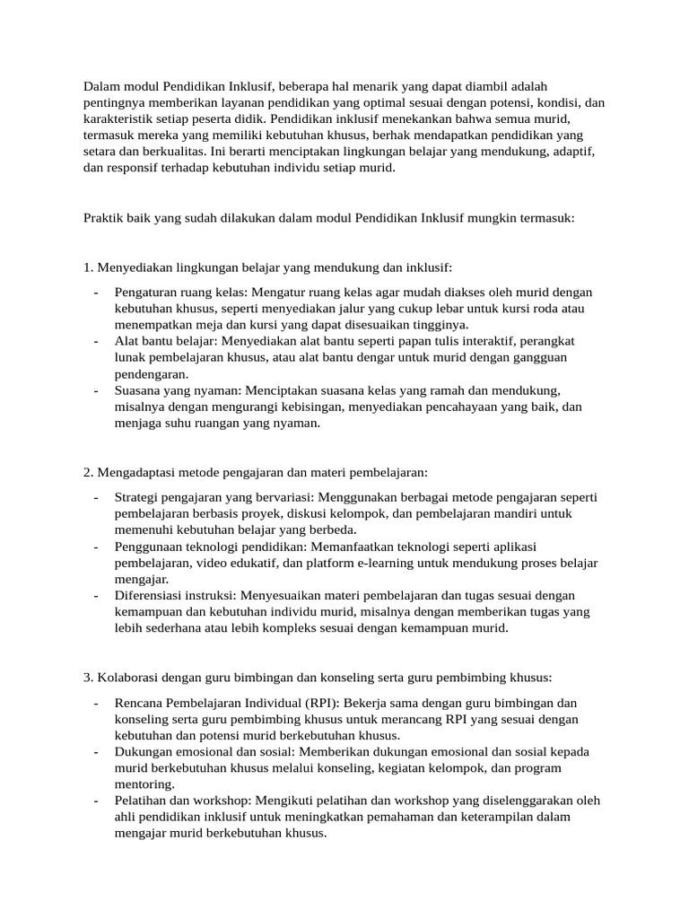 Refleksi Pendidikan Inklusif Modul 3 Topik 2 | PDF