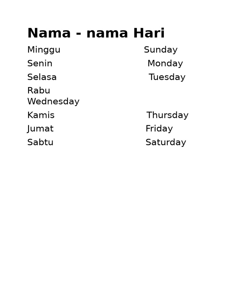 Nama Hari | PDF