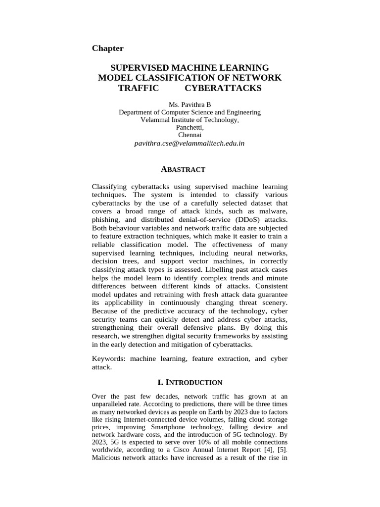 Supervised Machine Learning Model Classification of Network Traffic Cyberattacks 1 | PDF ...